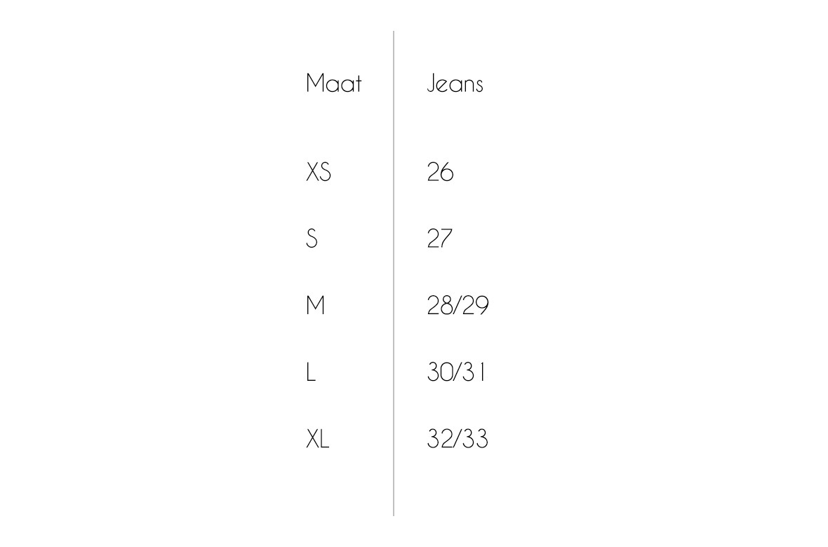 Maattabellen | Sissy-Boy